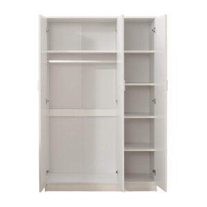 Panana 3 Door Wardrobe, Armoires with Storage Shelves and Hanging Rail Clothes Storage Cabinet for Bedroom