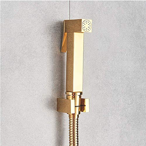 BINCAVIDOU Gold Solid Brass Hand Held Bidet Sprayer Toilet Kit Single Handle Bidet Faucet Wall Mounted Bidet Faucet for Bathroom Shower