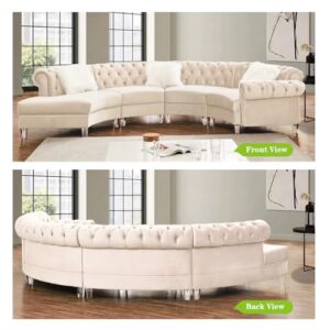 Legend Vansen Curved Modular Sectional Sofa,Velvet Couch with Rolled Arms,4-Seater Semicircle Couch Suitable for Living Room and Bedroom