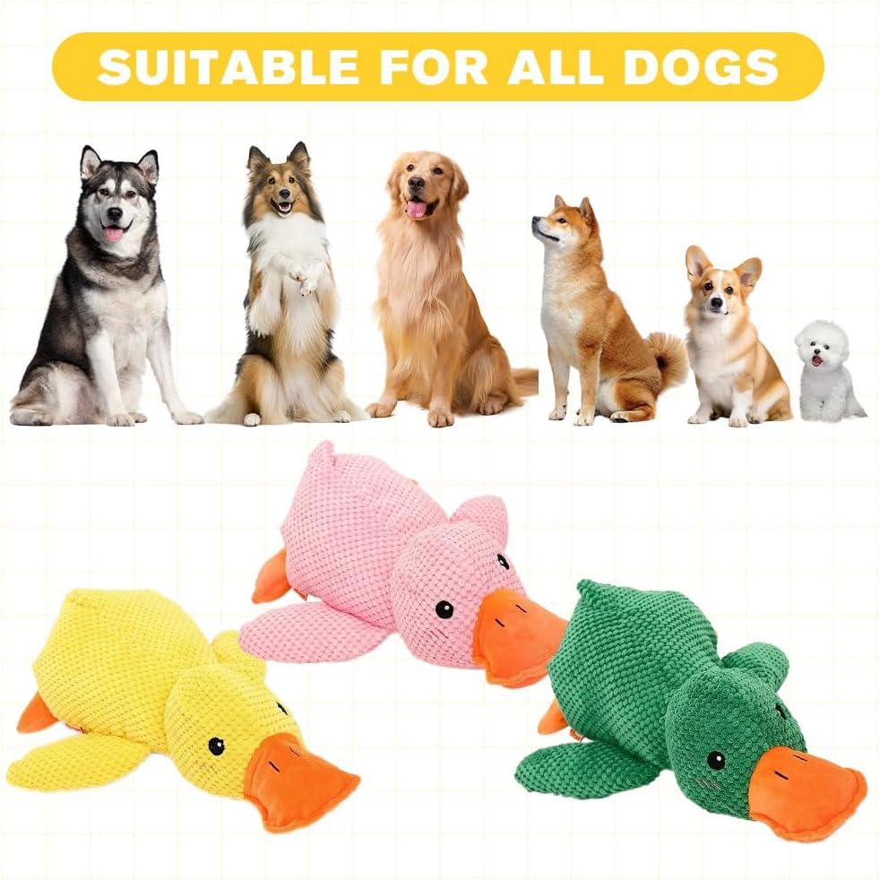 Mellow Dog Calming Duck, Calming Duck Dog Toy Bright Yellow, The Mellow Dog Calming Duck, Yellow Duck Dog Toy, The Calming Duck Dog Toy, Dog Toy Duck with Squeaker (1PCS Large)