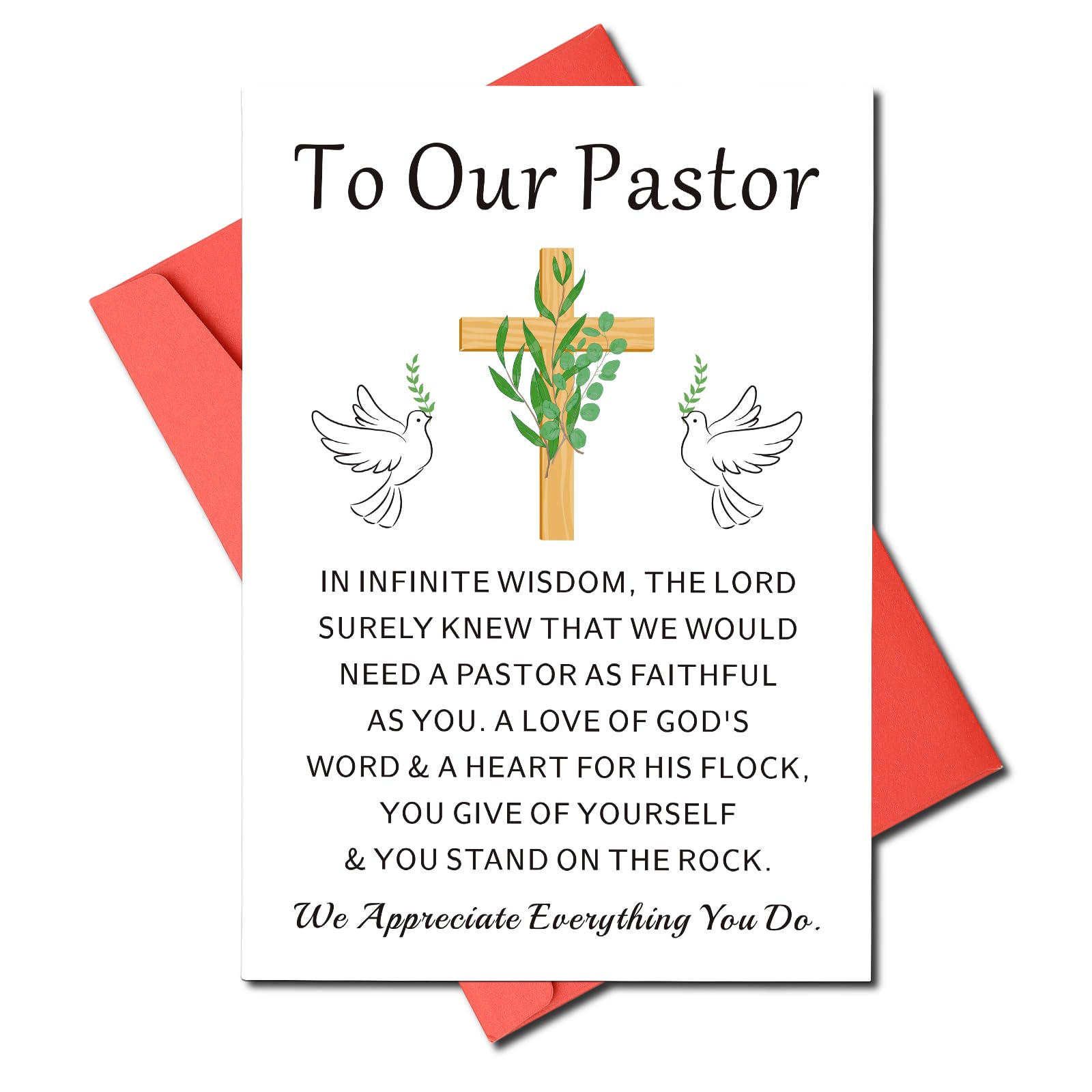 TI-EDC Thanksgiving Card for Pastor, Pastor Appreciation Card Gifts Pastor Gifts for Men MinisterReligious Scripture Gifts Baptism Christian Faith Gift Pastoral Gift from Church Thank You Card