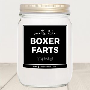 YouNique Designs Boxer Gifts for Dog Lovers - Dog Fart Candle 8oz, Boxer Dog Gifts for Men, Women, Owners - Boxer Dad, Boxer Mom Gifts Idea - Boxer Dog Decor, Accessories (Lavender & Vanilla)