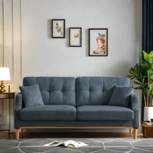 chicfurnit couch, love seat sofa couch, comfy couch with waterproof fabric, 3 seater small couches with usb charge port, sofa bed couch for living room, dark blue