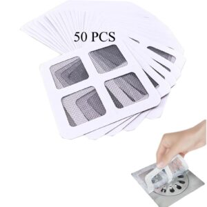 50pcs disposable drain covers for shower, 3.9" x 3.9" shower floor drain cover square，suitable for bathrooms, laundry rooms, bathtubs, kitchens, sinks