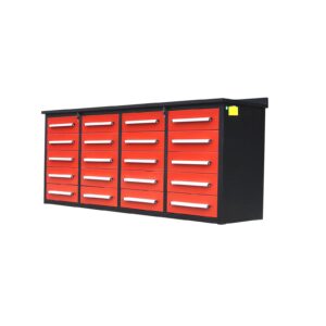 ttbka product dimensions：87"x23"x39", 7' garage storage cabinets with workbench 20 drawers high capacity, all welded steel, 3 rail sliding, heavy-duty double slides on large drawers