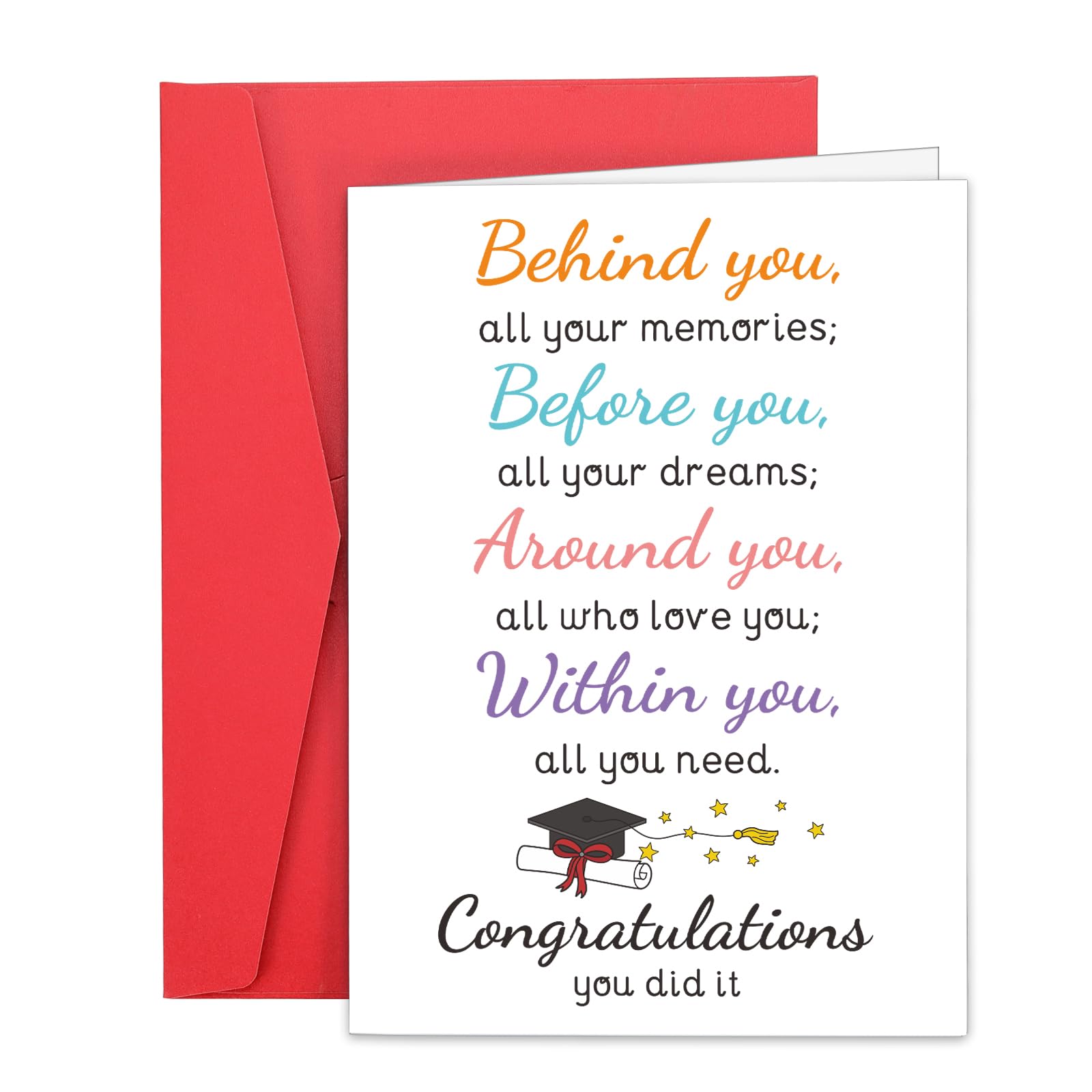 Graduation Cards, Graduation Gift Card, Graduation Cards 2024, Senior 2025 Graduation Card, College High School Graduation Card, Graduation Gifts for Him Her - 6x8 inch Folded Card include Envelope