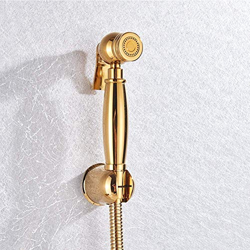 BINCAVIDOU Gold Solid Brass Hand Held Bidet Sprayer Toilet Kit Single Handle Bidet Faucet Wall Mounted Bidet Faucet for Bathroom Shower