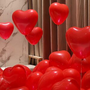 50 6inch red Heart Balloons Latex，18inch 10Pcs red Heart Balloons Foil ，1Pcs red I Love U Balloon，3Pcs Fireworks guns，Red Petals Kit for Valentines Day,Propose Marriage,Wedding Party