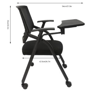 XIANXUS Conference Room Chairs Foldable Desk Chair,Stacking Tablet Arm Chair with Caster Wheels for Office School Classroom Training (with Desktop 4 Pack)