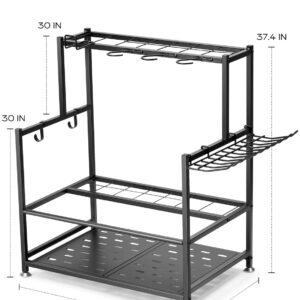 SereneHome Garden Tool Organizer – Heavy-Duty Carbon Steel Storage Rack for Garage, Shed & Yard – Rust-Resistant, Holds 100+ lbs of Garden & Lawn Tools – Black