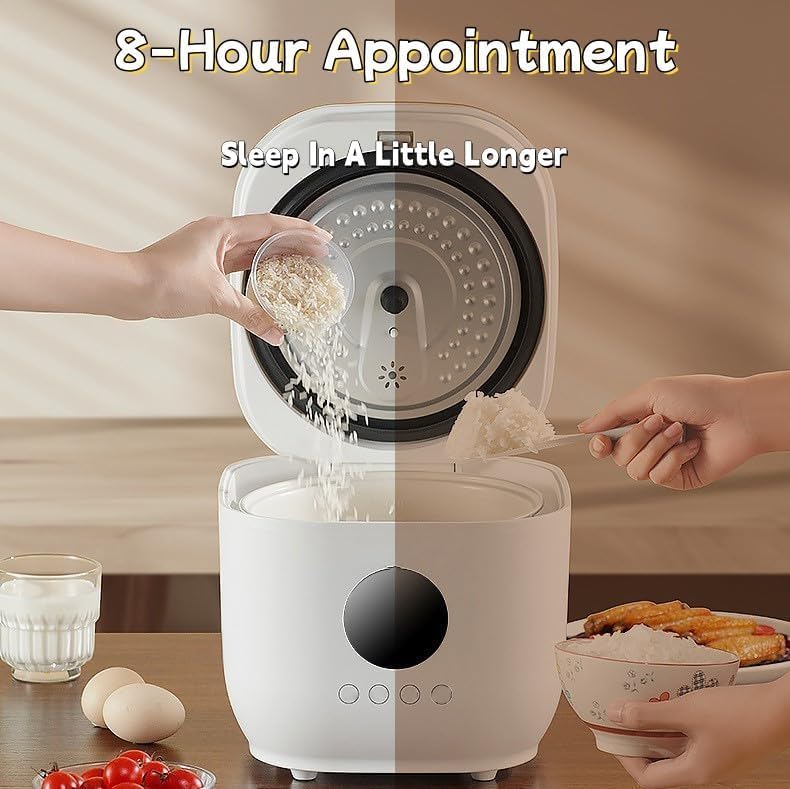 Low Carb Rice Cooker Smart Rice Cooker Digital Rice Cooker 6 Cup (Uncooked) With Stainless Steel Steamer 8h Keep Warm, Timer, White