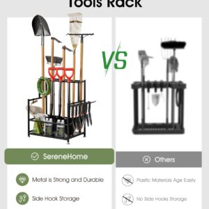 SereneHome Garden Tool Organizer – Heavy-Duty Carbon Steel Storage Rack for Garage, Shed & Yard – Rust-Resistant, Holds 100+ lbs of Garden & Lawn Tools – Black