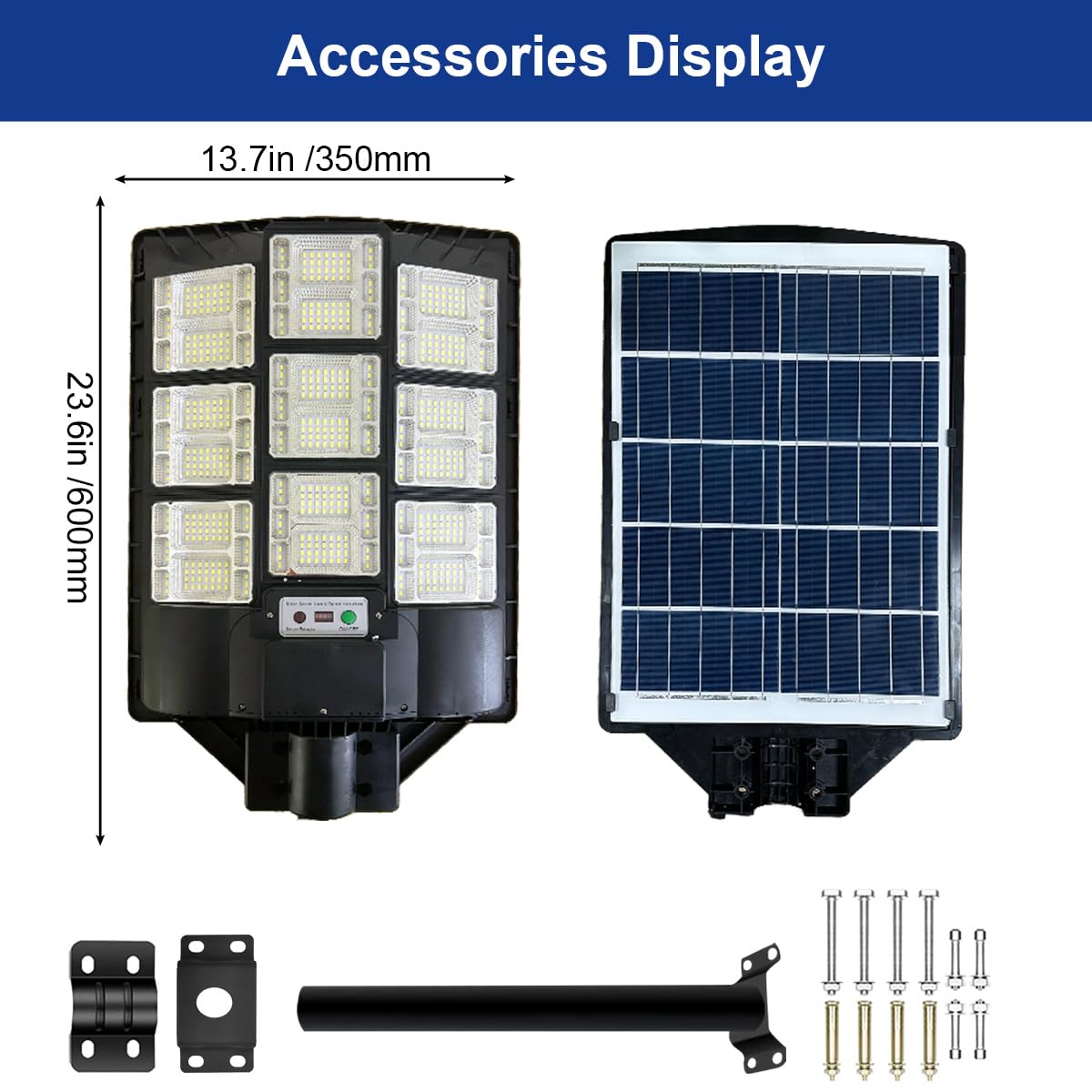 iReCaDaTa 1000W Watts Commercial LED Solar Street Light Dusk to Dawn Solar Power Lights with Motion Sensor and Remote Control for Parking Lot Road Lamp