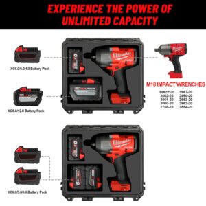 Case for Milwaukee M18 Impact and Torque Wrench - Waterproof Hard Tool Box for Milwaukee Set, Power Tool Combo Kit Bag for Milwaukee 18V 20V 2/1 3/4 3/8 Cordless Torque Wrenches/Battery (Case Only)