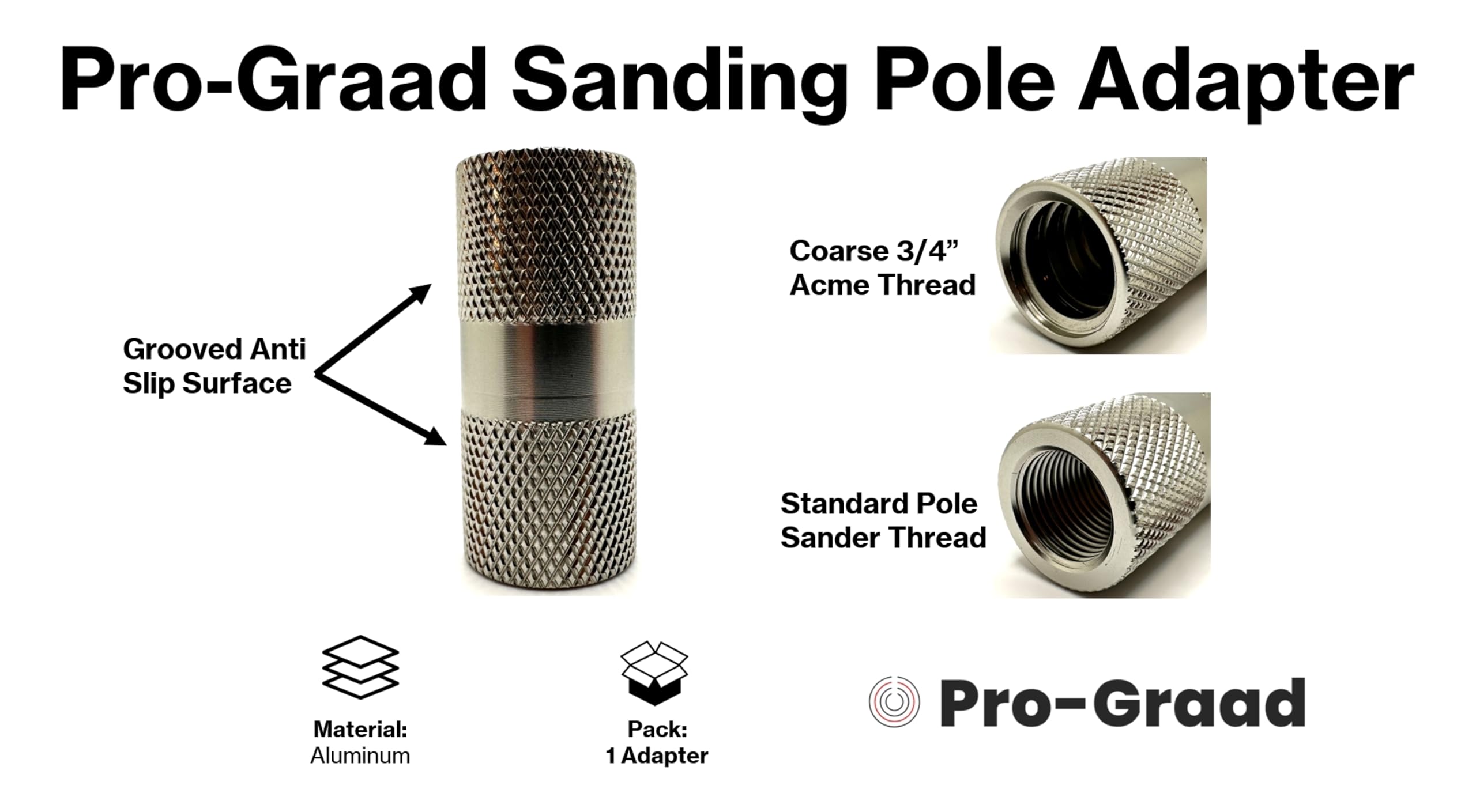 Pro-Graad Sanding Pole Adapter, Connect Wood Handles, Painter Pole, Telescopic, Multi Purpose Paint Extension Pole to Drywall Standard Sander Head, Pole Sander Adapter