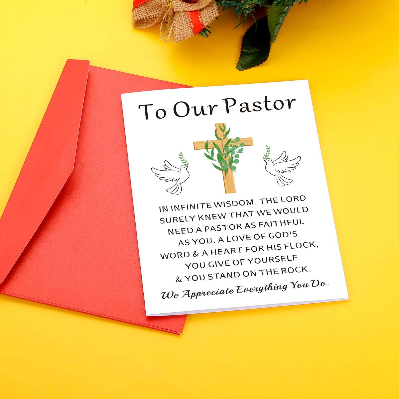 TI-EDC Thanksgiving Card for Pastor, Pastor Appreciation Card Gifts Pastor Gifts for Men MinisterReligious Scripture Gifts Baptism Christian Faith Gift Pastoral Gift from Church Thank You Card