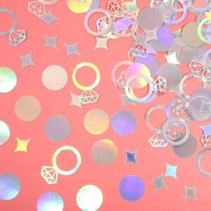 200pcs foil confetti, diamond ring star round confetti sprinkles bachelorette party shiny table scatter confetti for wedding engagement party decorations bridal shower supplies