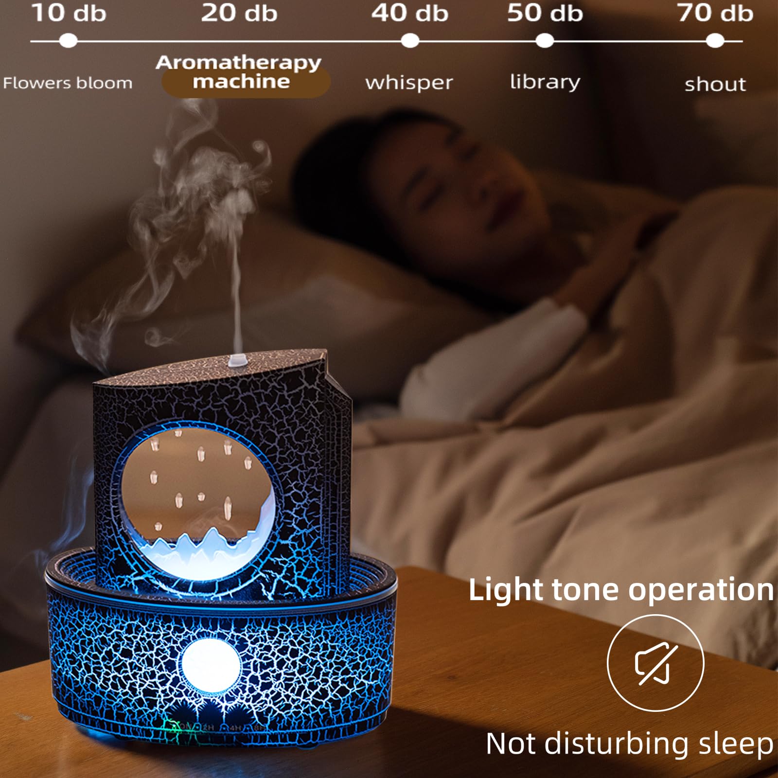 Aromatherapy Humidifier for Sleep Relaxation, Raindrop Humidifiers,Aromatherapy Diffuser with 3 LED Color Changing Lights and Auto-Off, Air humidifier Suitable for Home, Office