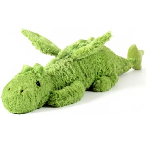 eouobomo cute sleeping flying dragon plush pillow,soft flying dragon stuffed animals-35.3inch large kawaii dragon animal plushies toy,perfect birthday present for adults and children,green