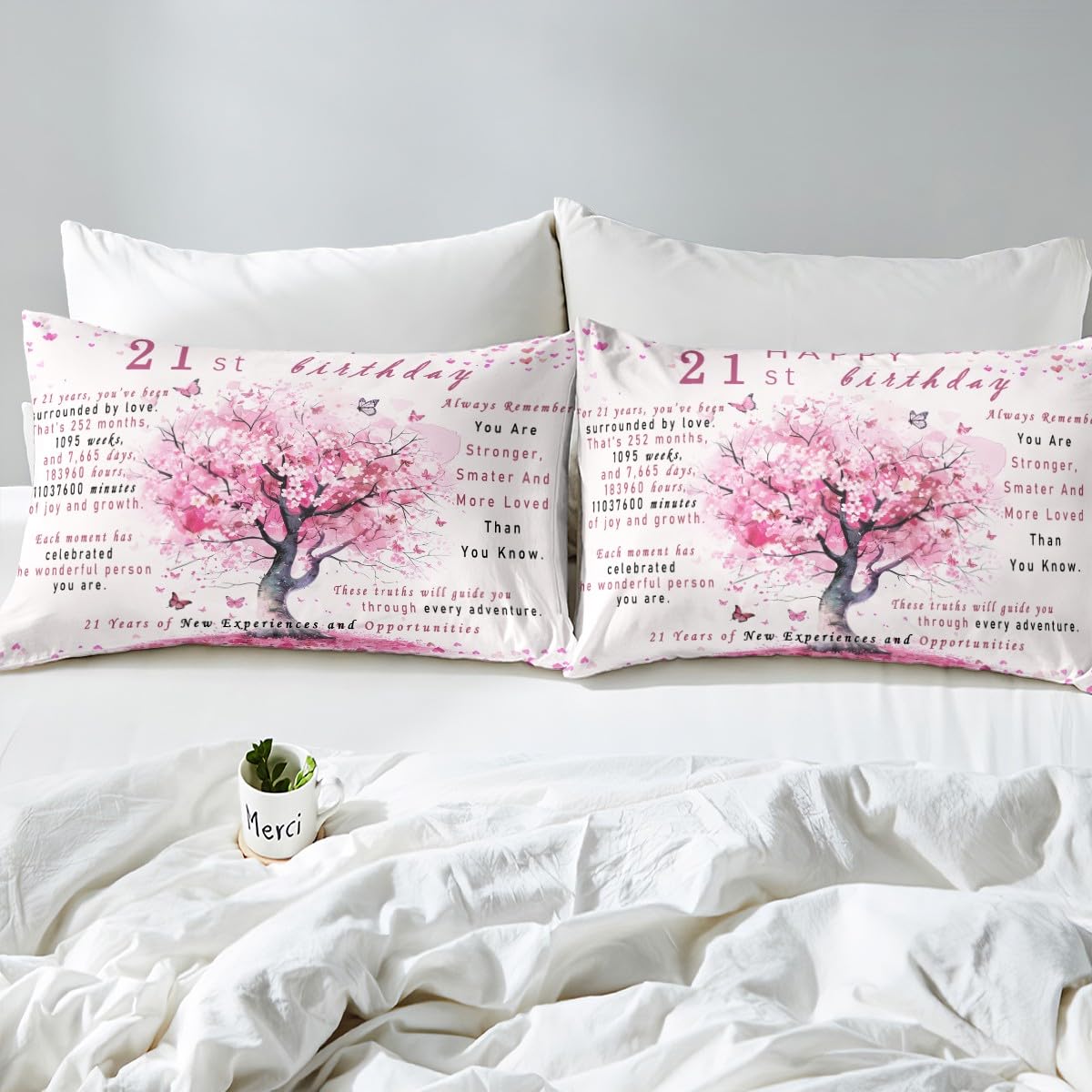 Birthday Gifts for Girls Bedding Sets Full, Sweet 21 Gifts for Girls Duvet Cover Happy Birthday Decorations Comforter Cover for Girls Women, 21th Birthday Gifts Ideas for Girls Bedspread Cover