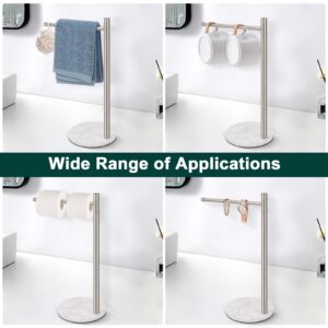 BathAce Hand Towel Holder, L-Shape Hand Towel Stand with Marble Base, Stainless Steel Swivel Stand Hand Towel Rack Free-Standing Towel Bar for Bathroom Kitchen Countertop, 1 Arms (Brushed Nickel)