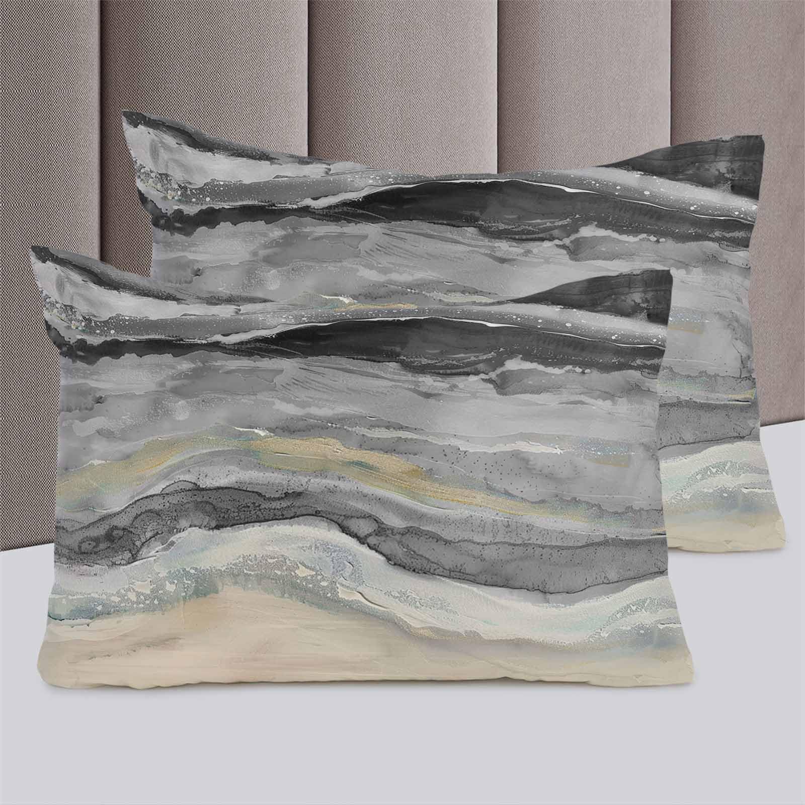 DecorLovee Grey Coastal Duvet Cover Set 3 Pieces with Zipper Closure, Summer Beach Nautical Abstract Art Bedding Sets 1 Duvet Cover & 2 Pillow Cases, Comforter Cover Set Duvet Cover California King