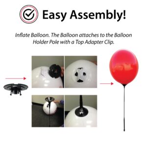 Reusable 20-Inch Red Balloon Halloween Prop - PVC Vinyl, Latex-Free, Permanent Inflation, Inflatable Balloon with Holder Pole and Adapter Clip - Perfect for Party Decorations, Cosplay, and Displays