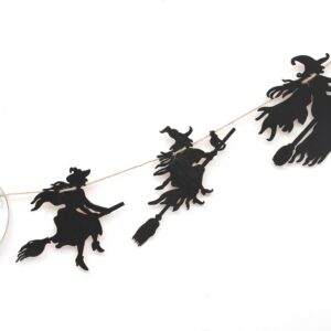 Halloween Witch Full Moon Garland - Wood Witches Banner, Halloween Spooky Fireplace Decor, Autumn Home Decor