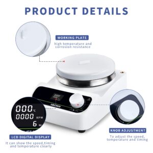 LACHOI Magnetic Stirrer Hot Plate Max 280℃ 5.3 in Magnetic Stir Plate 200-1500RPM 5000ml Capacity Magnetic Hotplate Stirrer Mixer,1-999min Timer,Temp Probe Sensor&Stir Bar(Heating/LCD Display)