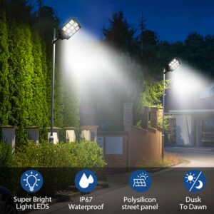 iReCaDaTa 1000W Watts Commercial LED Solar Street Light Dusk to Dawn Solar Power Lights with Motion Sensor and Remote Control for Parking Lot Road Lamp