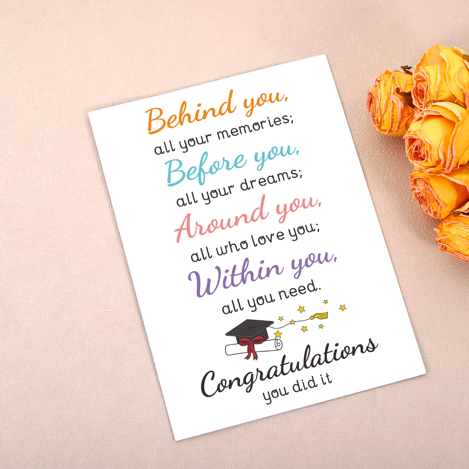 Graduation Cards, Graduation Gift Card, Graduation Cards 2024, Senior 2025 Graduation Card, College High School Graduation Card, Graduation Gifts for Him Her - 6x8 inch Folded Card include Envelope