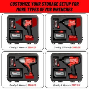 Case for Milwaukee M18 Impact and Torque Wrench - Waterproof Hard Tool Box for Milwaukee Set, Power Tool Combo Kit Bag for Milwaukee 18V 20V 2/1 3/4 3/8 Cordless Torque Wrenches/Battery (Case Only)