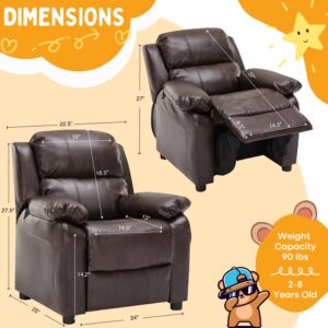 JC Home Macaron Kids Reclining Chair Leather Recliner Sofa Toddler Youth Children Child Ages 2-8