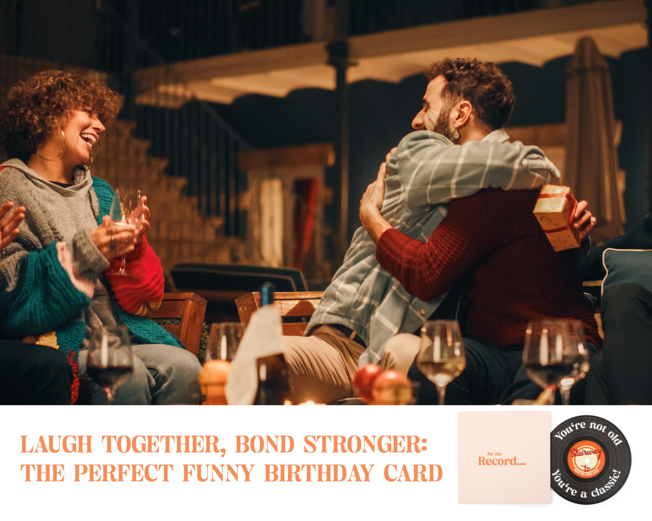 Funny Birthday Gift for Men and Women - For the Record Vinyl Birthday Card with Envelope | 30th, 40th, 50th, 60th, and 70th Birthday Gifts for Her, Him, Sister, Best Friend