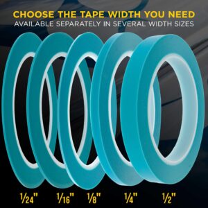 Custom Shop Vinyl Fineline Pinstripe Tape, Blue 1/8" x 36 Yard Roll - Create Sharp Graphic Design Curves, Mask Fine Lines, Conformable Paint Masking Striping Tape for Auto, Motorcycle, Flame Painting