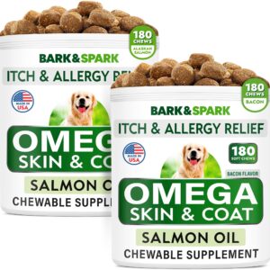 Omega 3 for Dogs and Cats Bundle - 360 Fish Oil Treats Shedding, Skin Allergy, Itch Relief, Hot Spots Treatment -Joint Health -Skin and Coat Supplement - EPA&DHA Fatty Acids - Salmon Oil - Made in USA