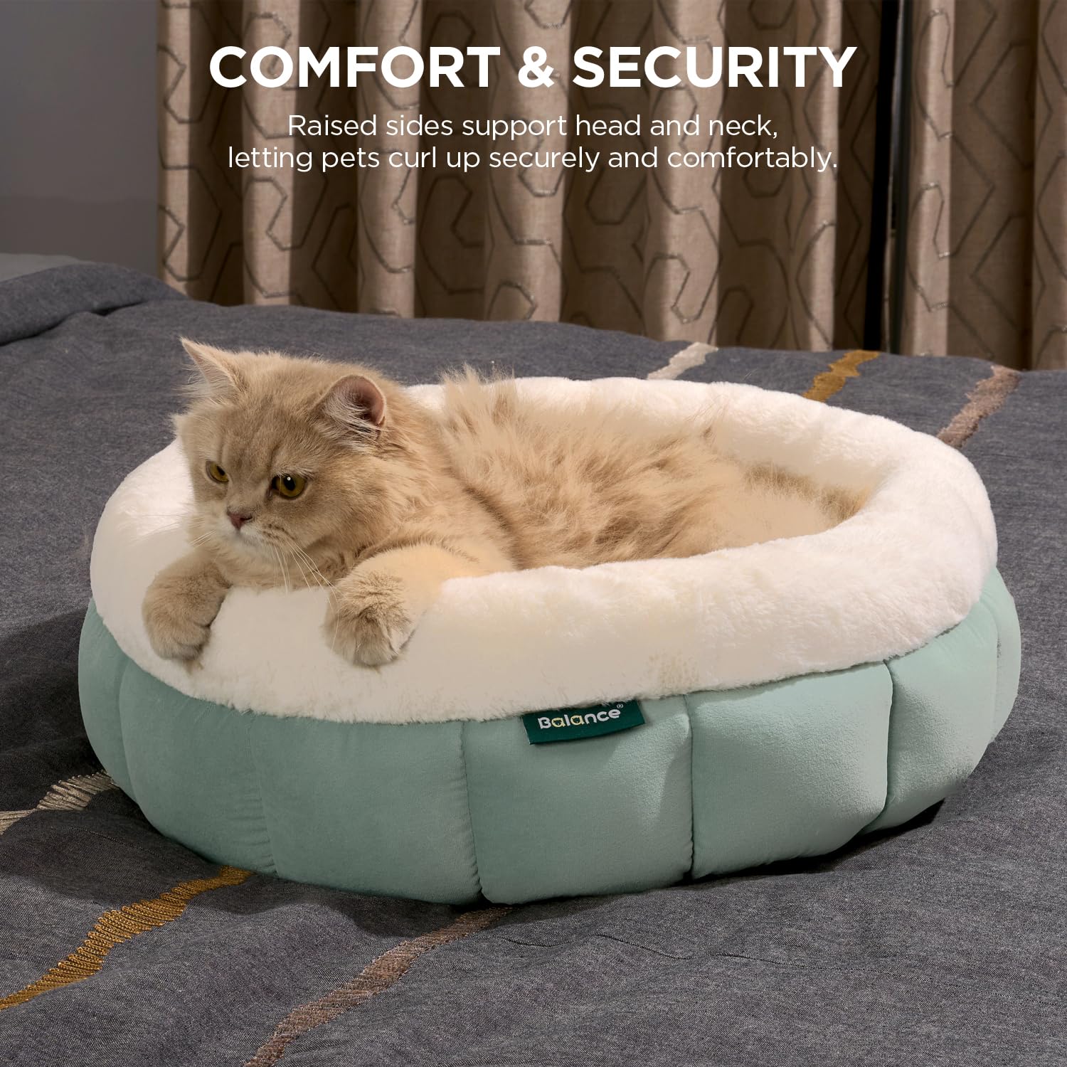 BALANCE Round Cat Beds for Indoor Cats - Donut Dog Beds for Small Dogs, Washable Pet Bed for Puppy and Kitten with Anti-Slip Bottom