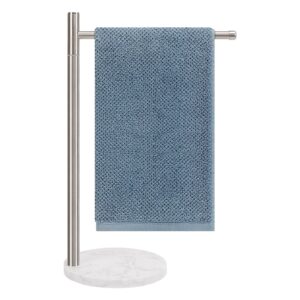 bathace hand towel holder, l-shape hand towel stand with marble base, stainless steel swivel stand hand towel rack free-standing towel bar for bathroom kitchen countertop, 1 arms (brushed nickel)