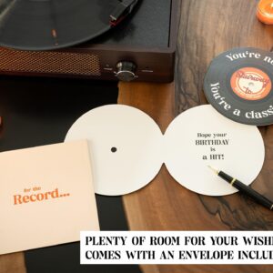 Funny Birthday Gift for Men and Women - For the Record Vinyl Birthday Card with Envelope | 30th, 40th, 50th, 60th, and 70th Birthday Gifts for Her, Him, Sister, Best Friend