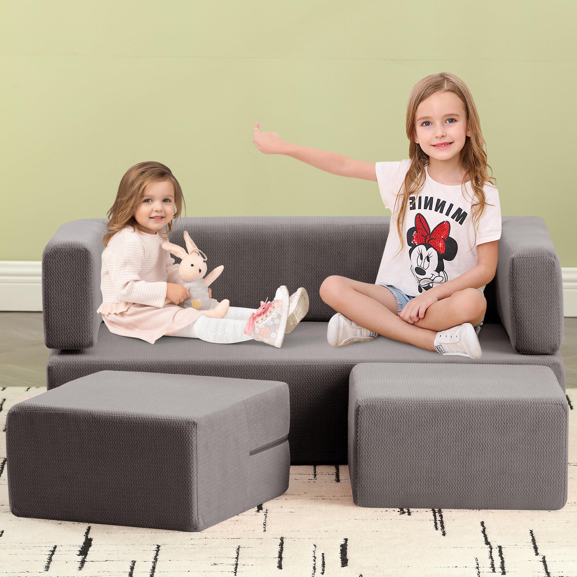 MastonHome Kids Couch - Modular Kids Sofa for Toddler and Baby Playroom/Bedroom Furniture Removable Cover