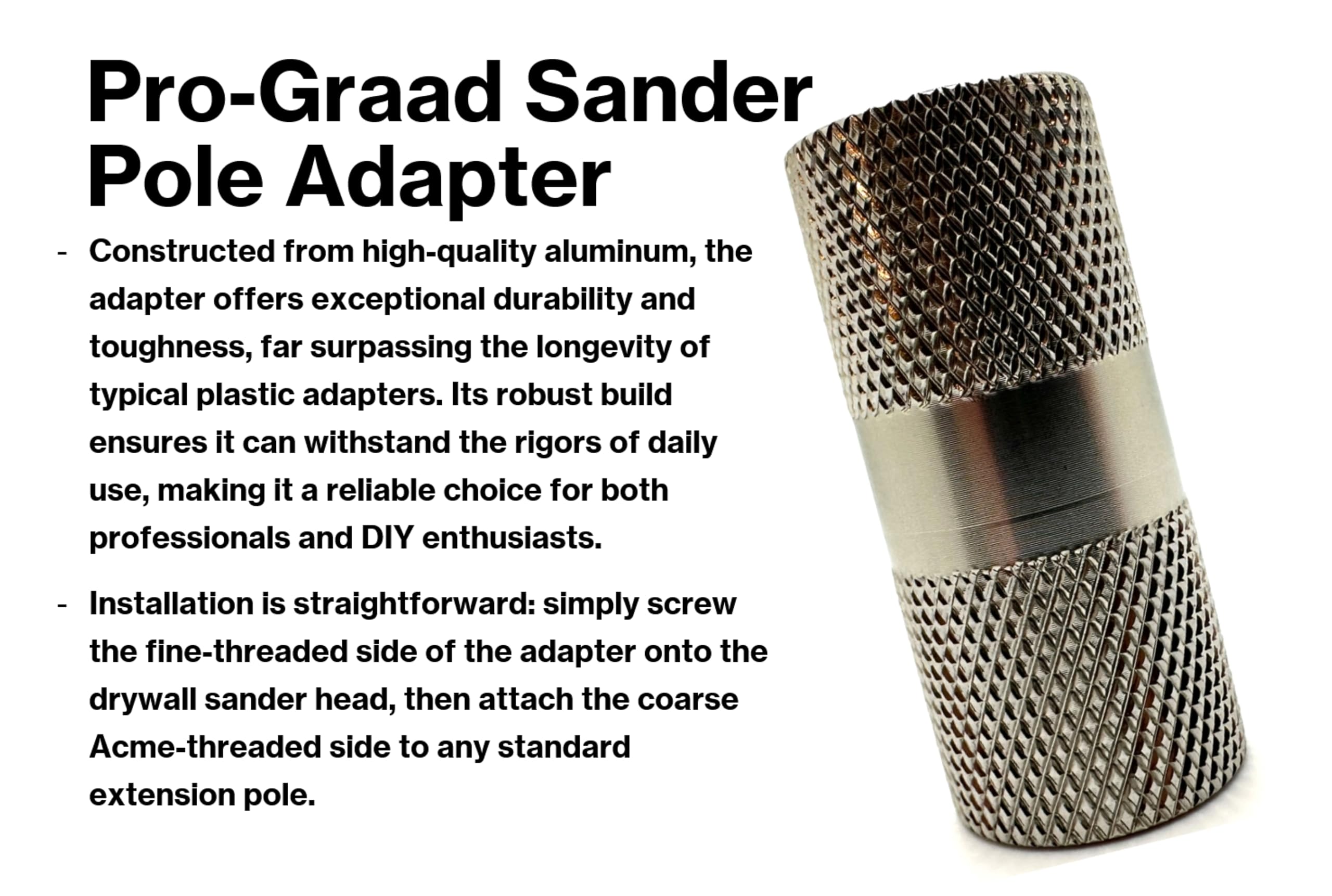 Pro-Graad Sanding Pole Adapter, Connect Wood Handles, Painter Pole, Telescopic, Multi Purpose Paint Extension Pole to Drywall Standard Sander Head, Pole Sander Adapter