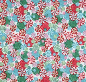 christmas colorful peppermint swirl apparel cotton fabric cut by the yard - one yard