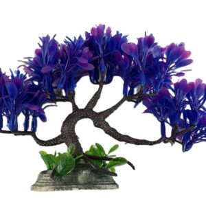 Gingerbread Pet Supply Purple and Pink Bonsai Tree Plastic Aquatic Plant for Aquariums