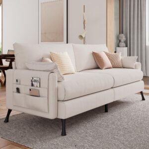 iPormis 80.7 Inch Sofa Couch with Storage Bags, Comfy Couch with Extra Deep Seats, Modern 3 Seat Sofa for Small Space, Loveseat Sofa, Removable Sofa Cover, White