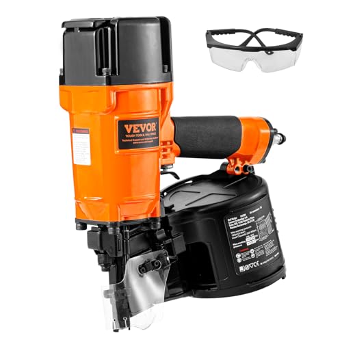 VEVOR Coil Siding/Framing Nailer CN83N, 2" to 3-1/4" 15 Degree Pneumatic Siding Nail Gun with Tool-Less Depth Adjustment, 70-120PSI Air Coil Nailer for Siding Sheathing Wooding Fencing Decking