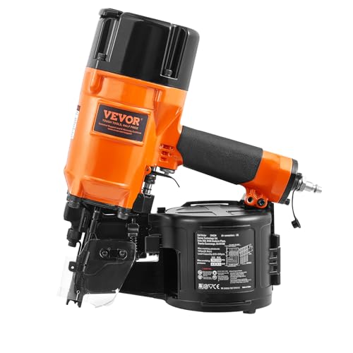 VEVOR Coil Siding/Framing Nailer CN83N, 2" to 3-1/4" 15 Degree Pneumatic Siding Nail Gun with Tool-Less Depth Adjustment, 70-120PSI Air Coil Nailer for Siding Sheathing Wooding Fencing Decking