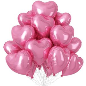 pink heart balloons,12pcs 18 inch light pink helium foil love heart shaped balloons for girls party bridal wedding engagement anniversary birthday baby shower valentines day decorations