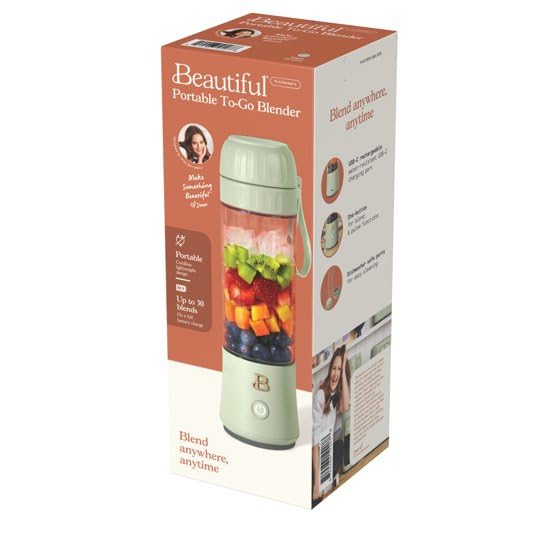 Beautiful Portable to-Go Blender 2.0, 70 W, Sage Green by Drew Barrymore,16 oz