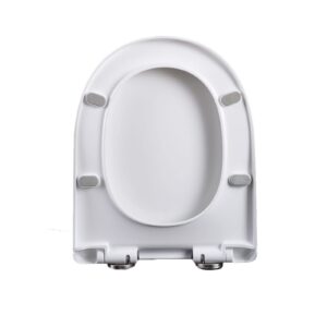 toilet seat d shape soft close toilet seats quick release easy clean toilet seat replacement with non-slip bumpers for bathroom white, 370 * 460mm,02r (02r)