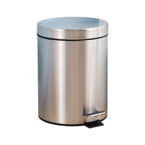 3 l household pedal operated covered stainless steel mini trash can with removable inner bucket, closable lid, foot pedal for kitchen bathroom kitchen office